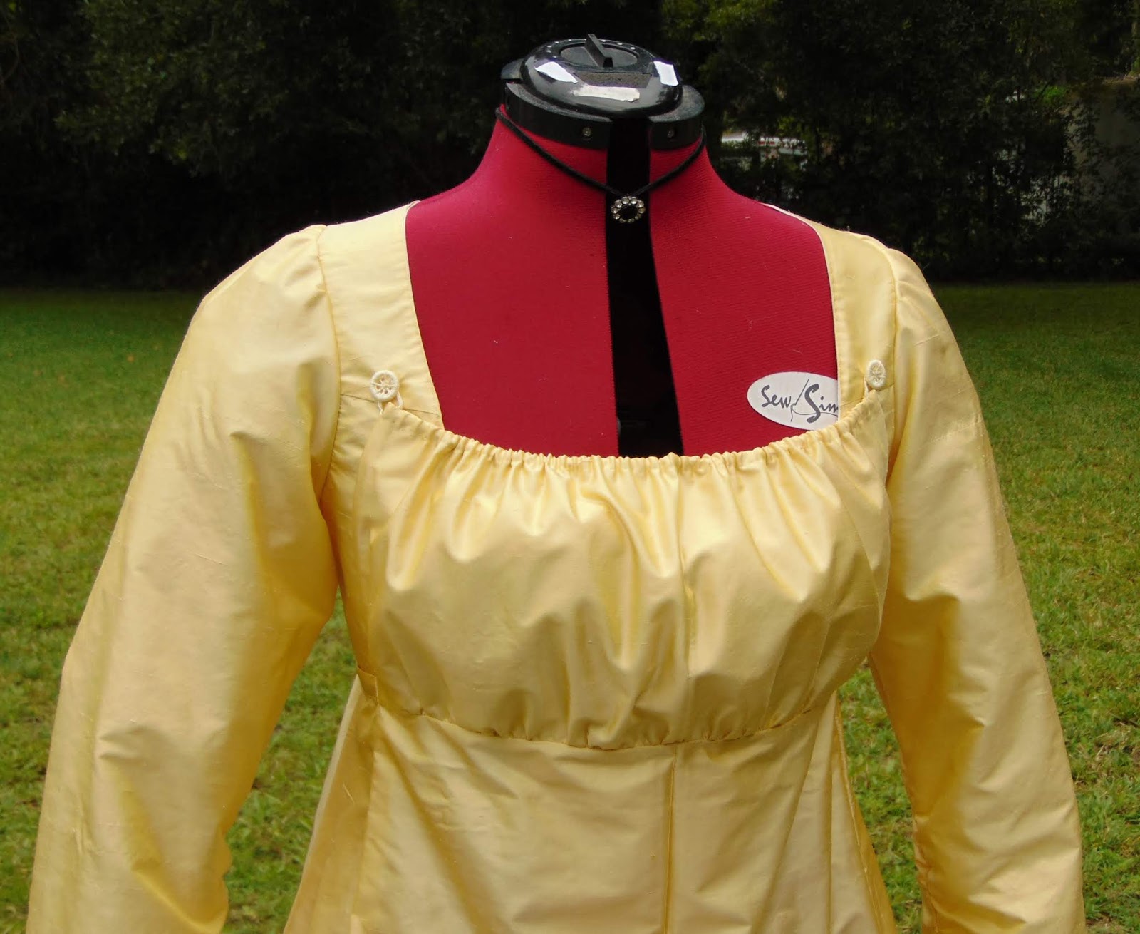 The Antique Sewist: Regency Bib Front Dress - Yellow Silk