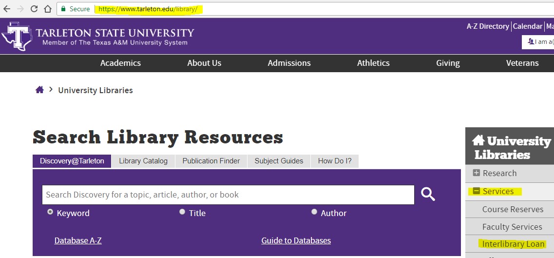 Library Online Lounge - Tarleton Libraries: Interlibrary Loans