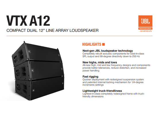 Sound System Line Array: Sound System Line Array JBL VTX A12
