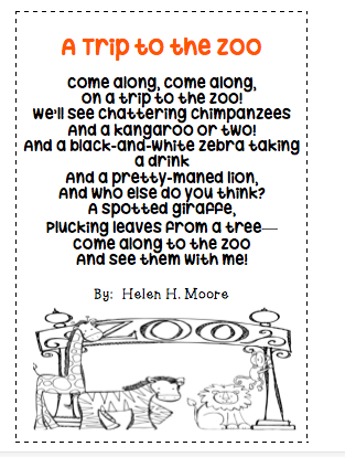 The Very Busy Classroom: A Trip to the Zoo Poetry