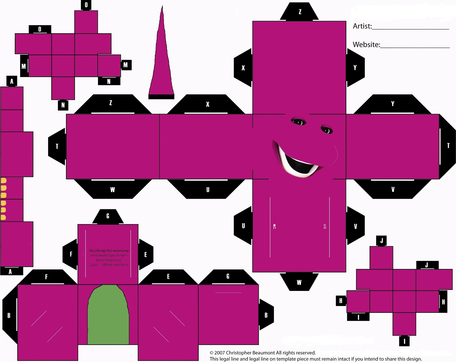PAPERCRAFT ONLINE SHOP: BARNEY PAPERCRAFT TEMPLATE