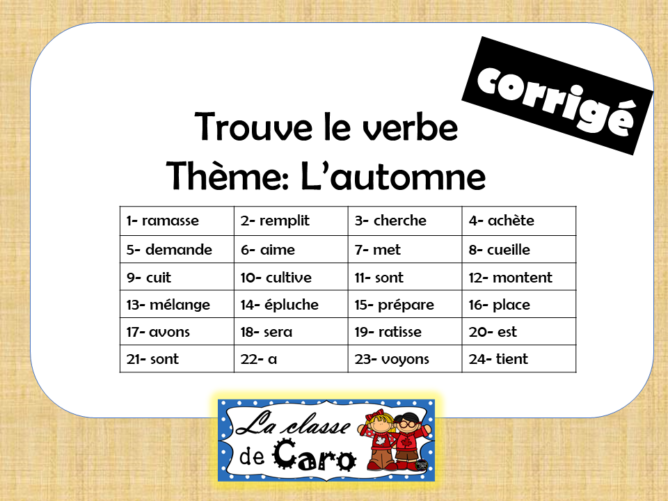 la classe de caro.: Saison: L'automne