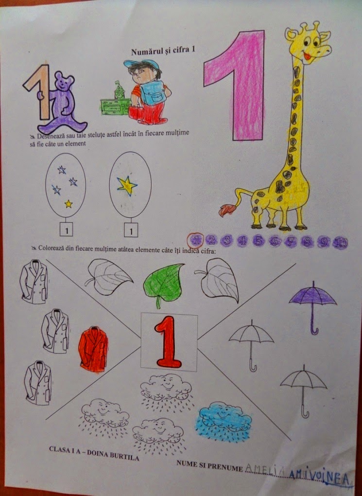 CLASA NOASTRĂ: Numarul si cifra 1