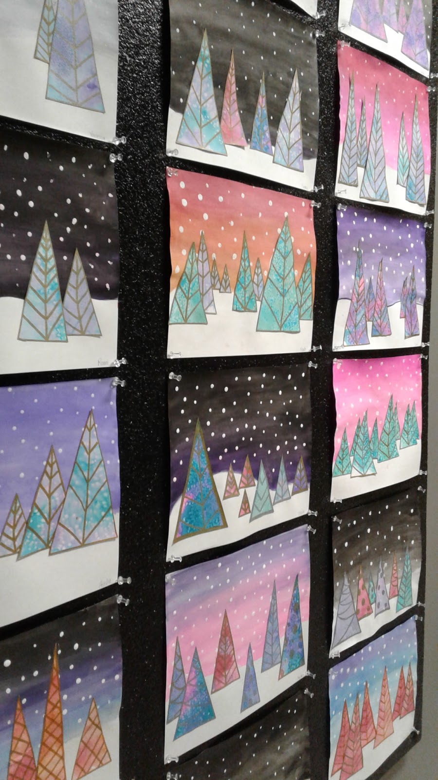 a faithful attempt: Contemporary Evergreen Trees Mixed Media Collage