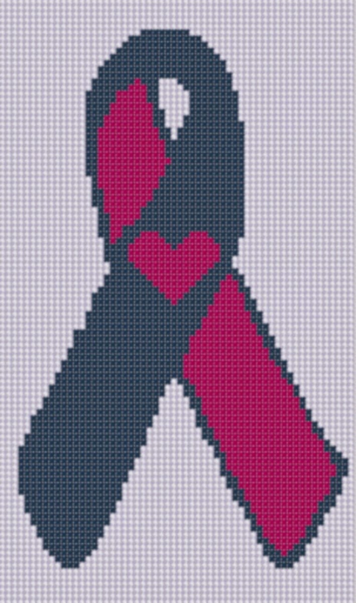More Free Patterns: FREE CHD Awareness Heart Ribbon Cross Stitch Pattern