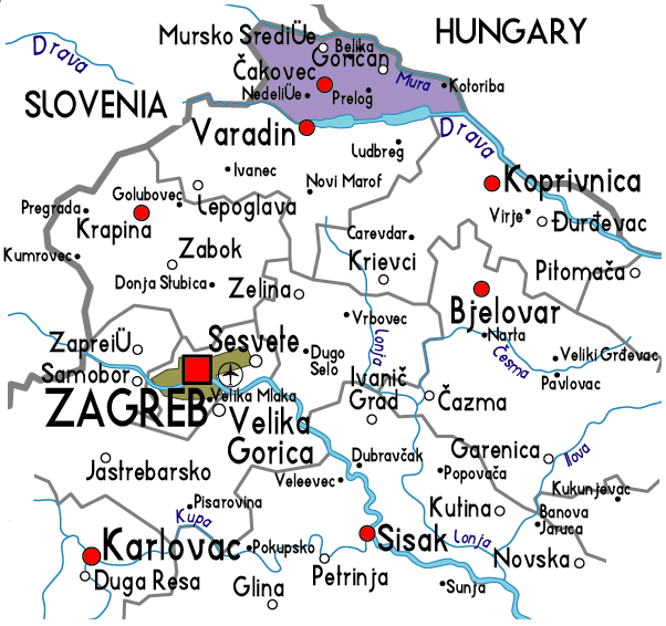 Map of Cakovec Province Area | Maps of Croatia Region City Political ...