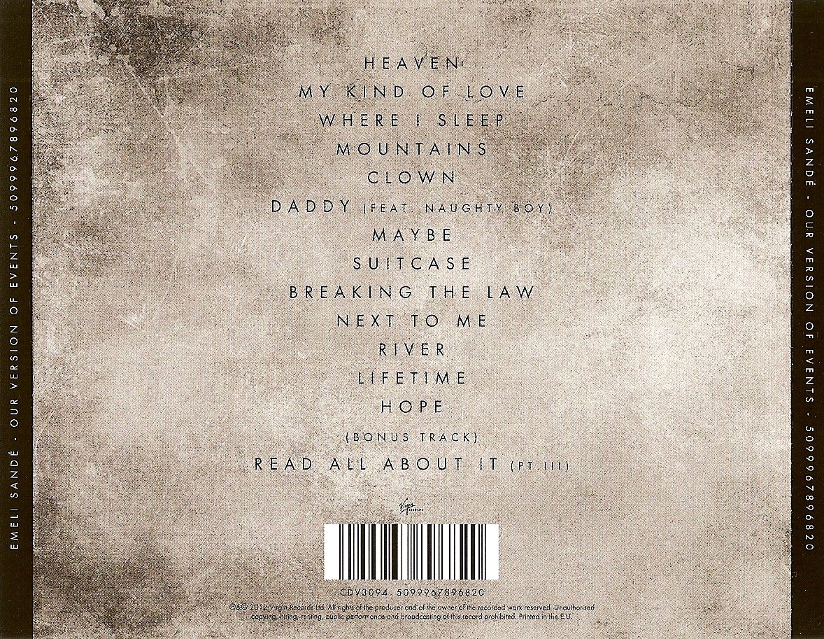 Our Version Of Events - Emeli Sandé | BookletLandia.it