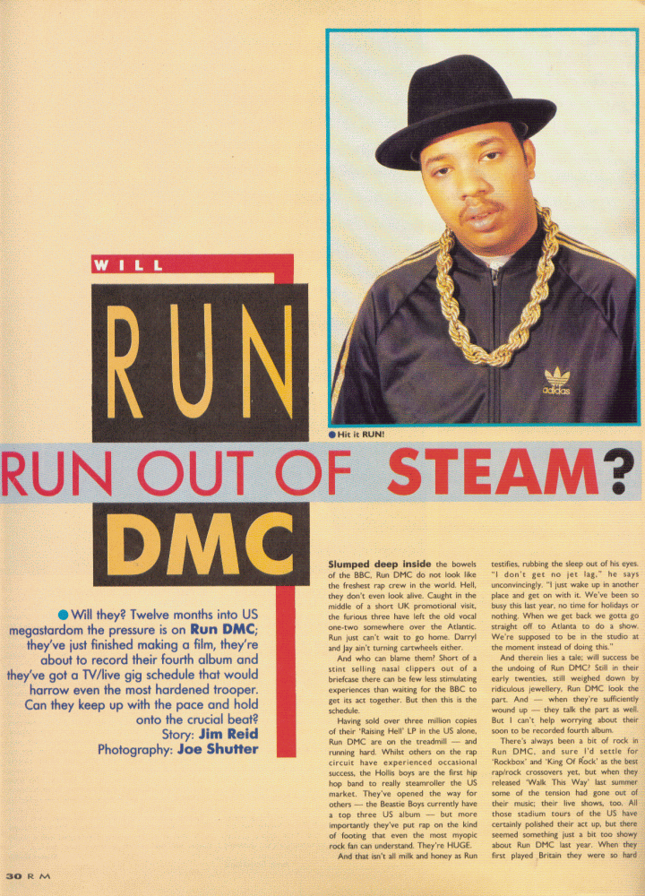 HipHop-TheGoldenEra: RUN DMC in the Record Mirror Magazine - 1987