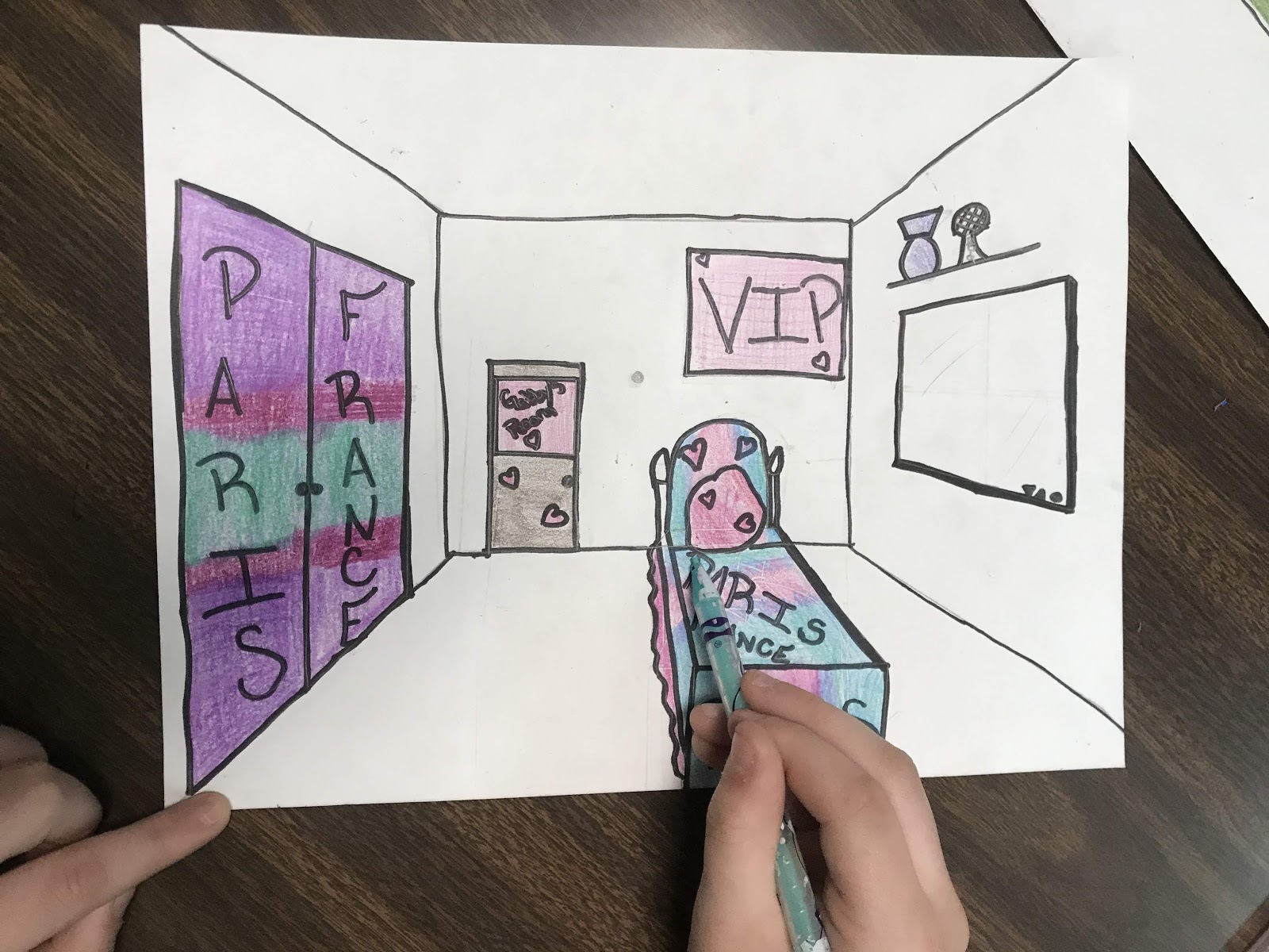 Elements of the Art Room: 5th grade 1 point perspective rooms