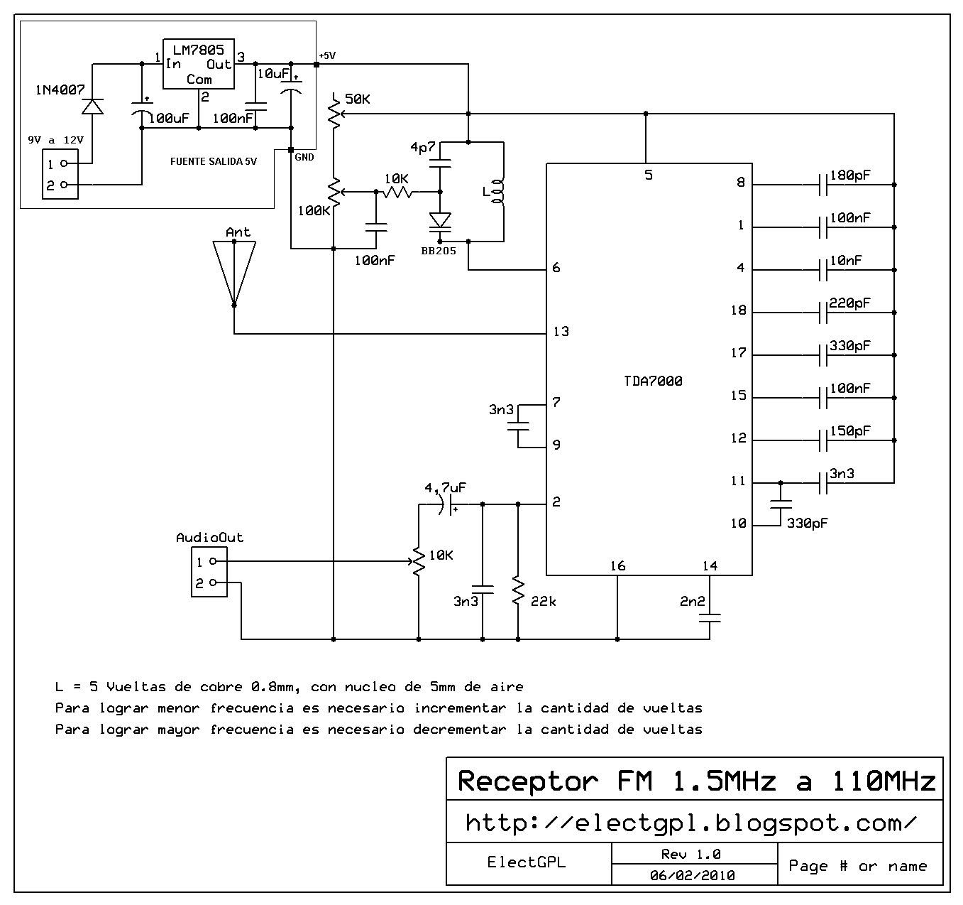 Electgpl Electrónica: Receptor FM de 1,5MHz a 110MHz con TDA7000