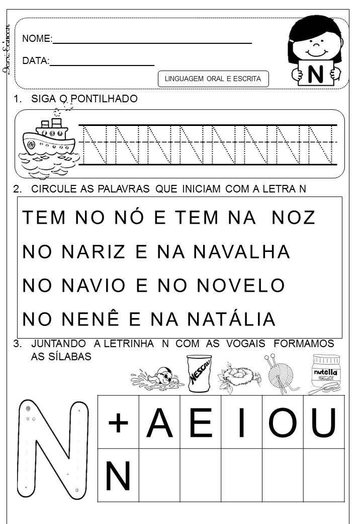 JORNAL PONTO COM: Atividades letra n