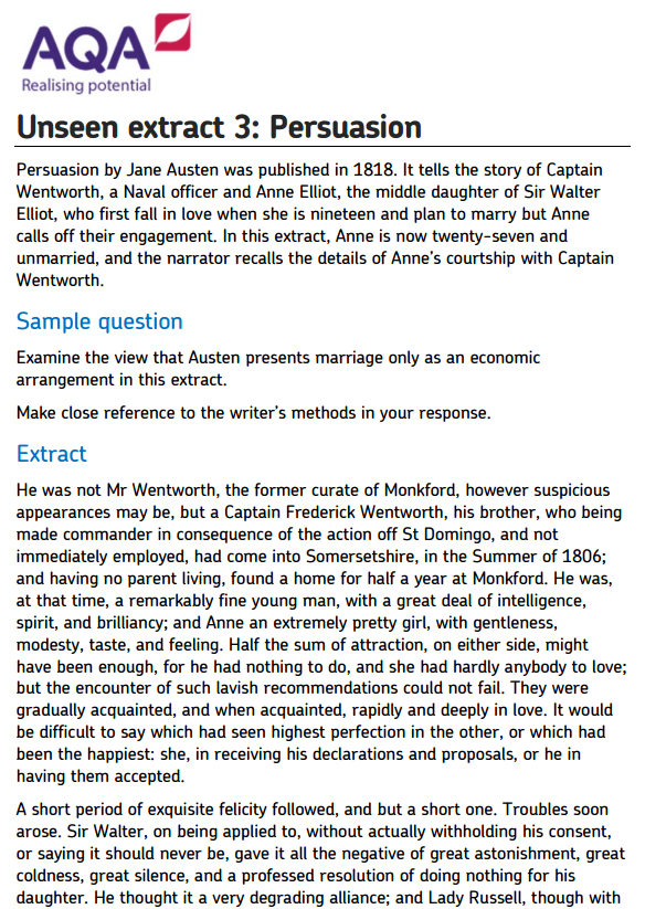 FiltonEnglish: Unseen prose 2: Austen - Persuasion