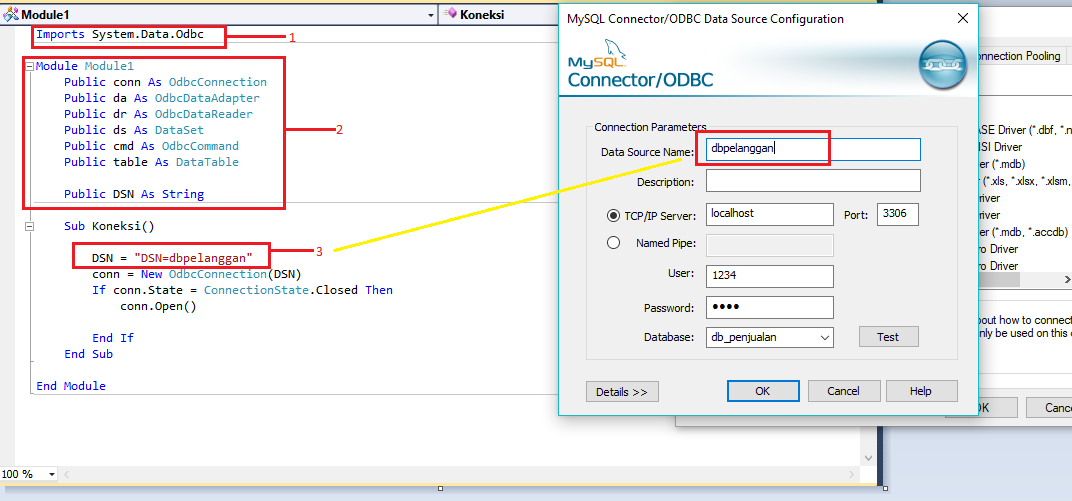 Koneksi Database MySQL Server ke VB.Net pakai ODBC dan Script di Modul Vb Net - Mady Berbagi