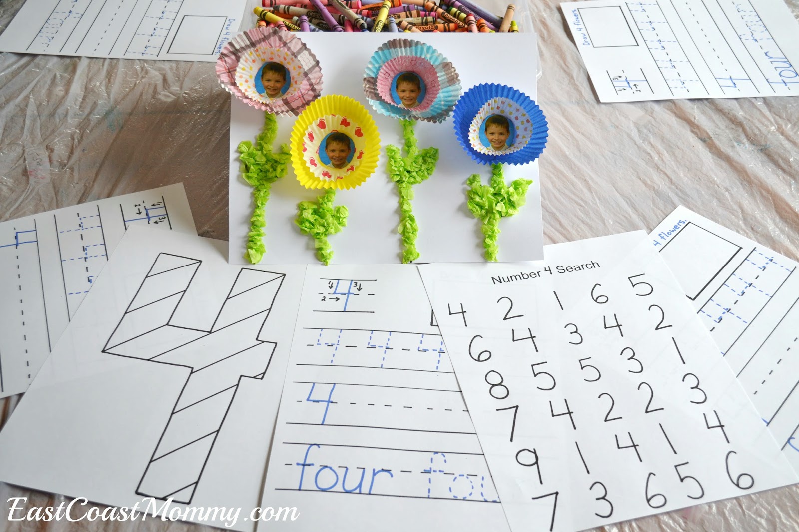 East Coast Mommy Number Crafts Number FOUR Spring Flowers Craft east-coast-mommy-number-crafts-number-four-spring-flowers-craft