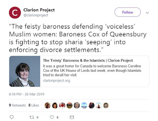 Baroness Caroline Cox: Lady Cox visit to Canada