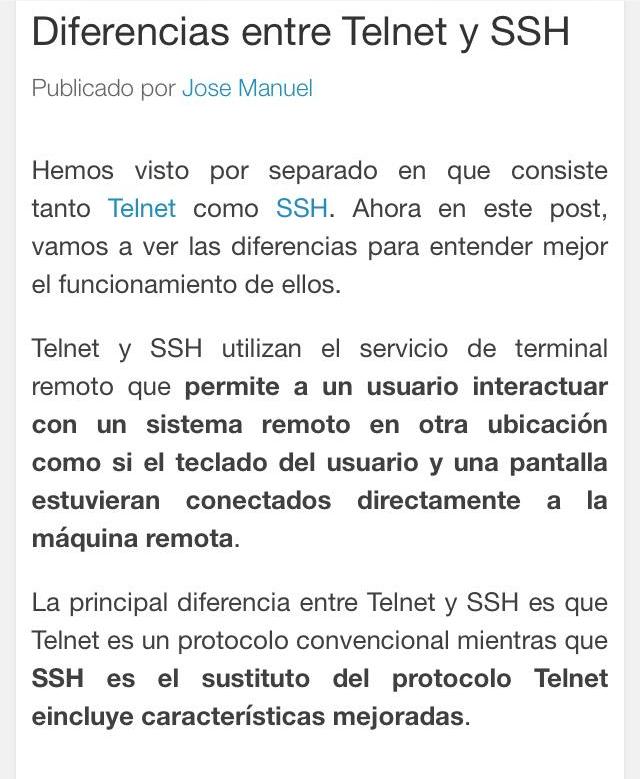 Telnet y SSH: 2018