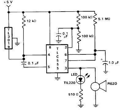 Open Door Alarm with 555 Timer Circuit Diagram