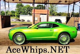 Ace-1: Memphis Candy Green Chevy Camaro on 26" Borghini Rims