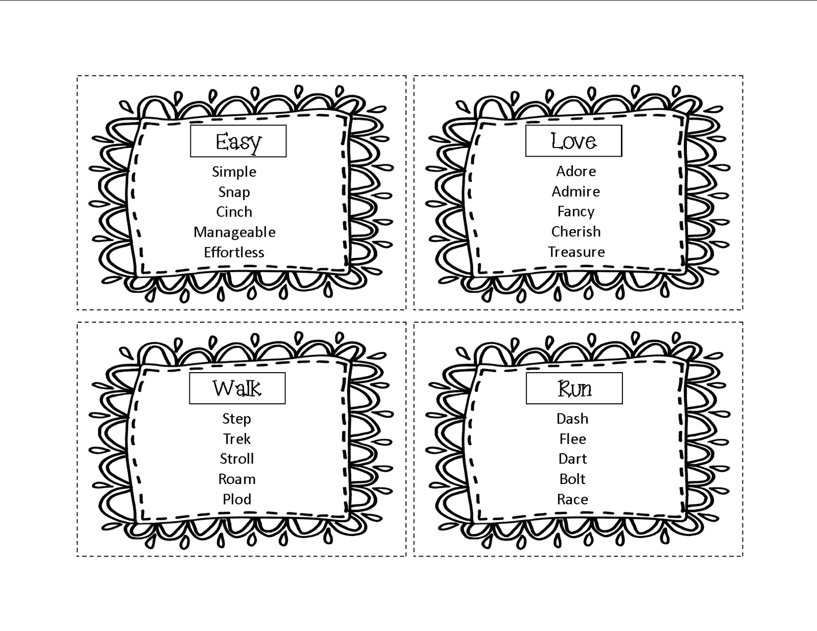 Granny Goes to School: Word Choice: Student Word Rings