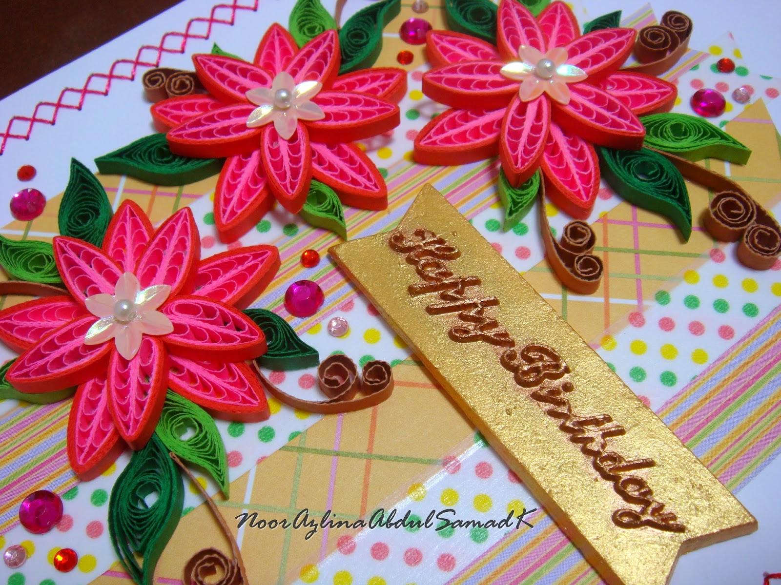 AZLINA ABDUL: Double star loop flower pop up birthday card