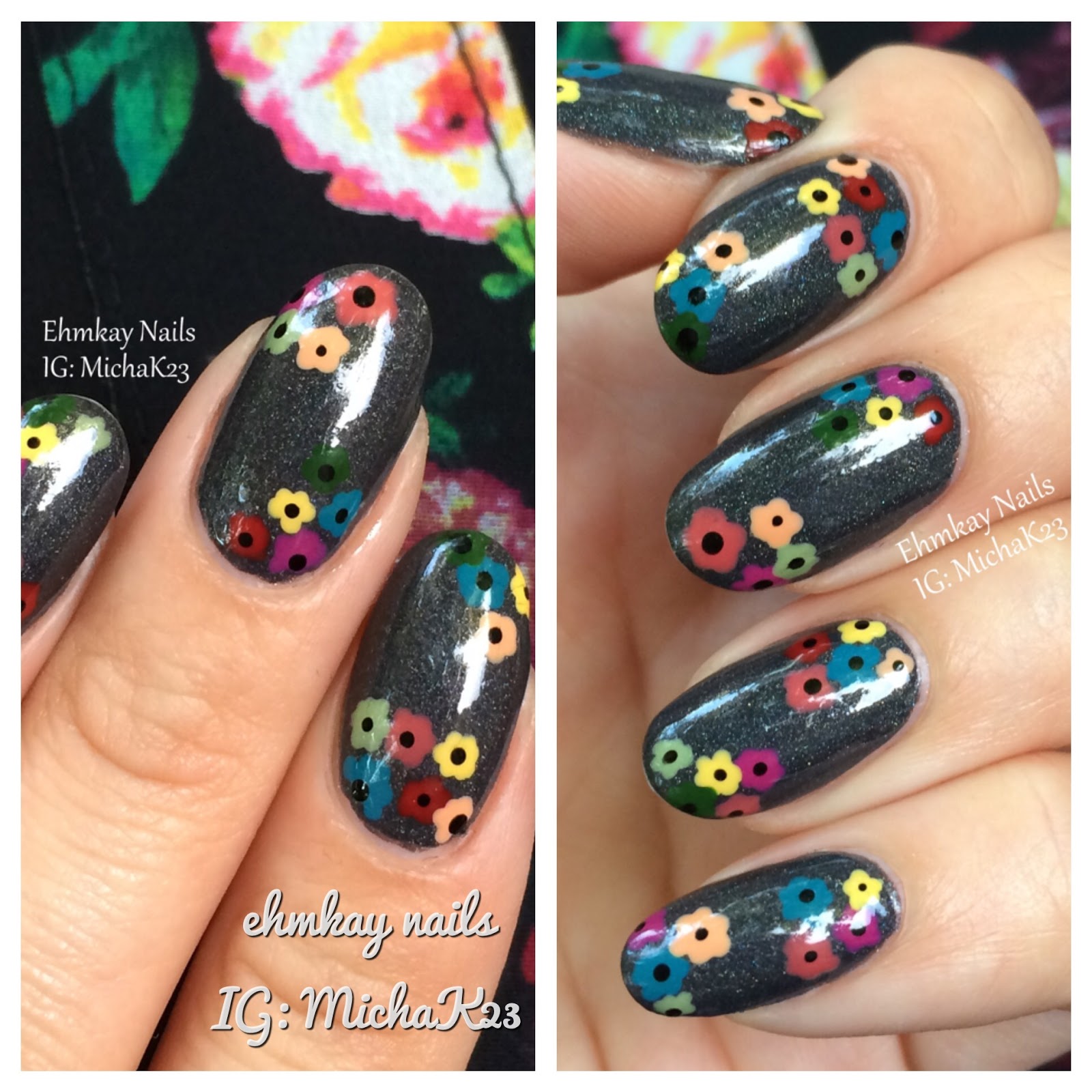 ehmkay nails: Multicolored Floral Dotticure Nail Art