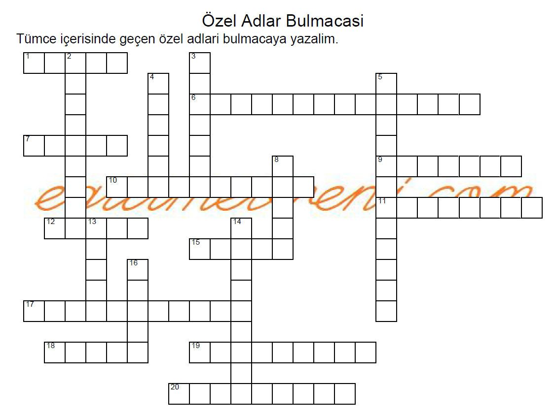 Çengel Bulmaca Özel Adlar | Aktif Sınıf