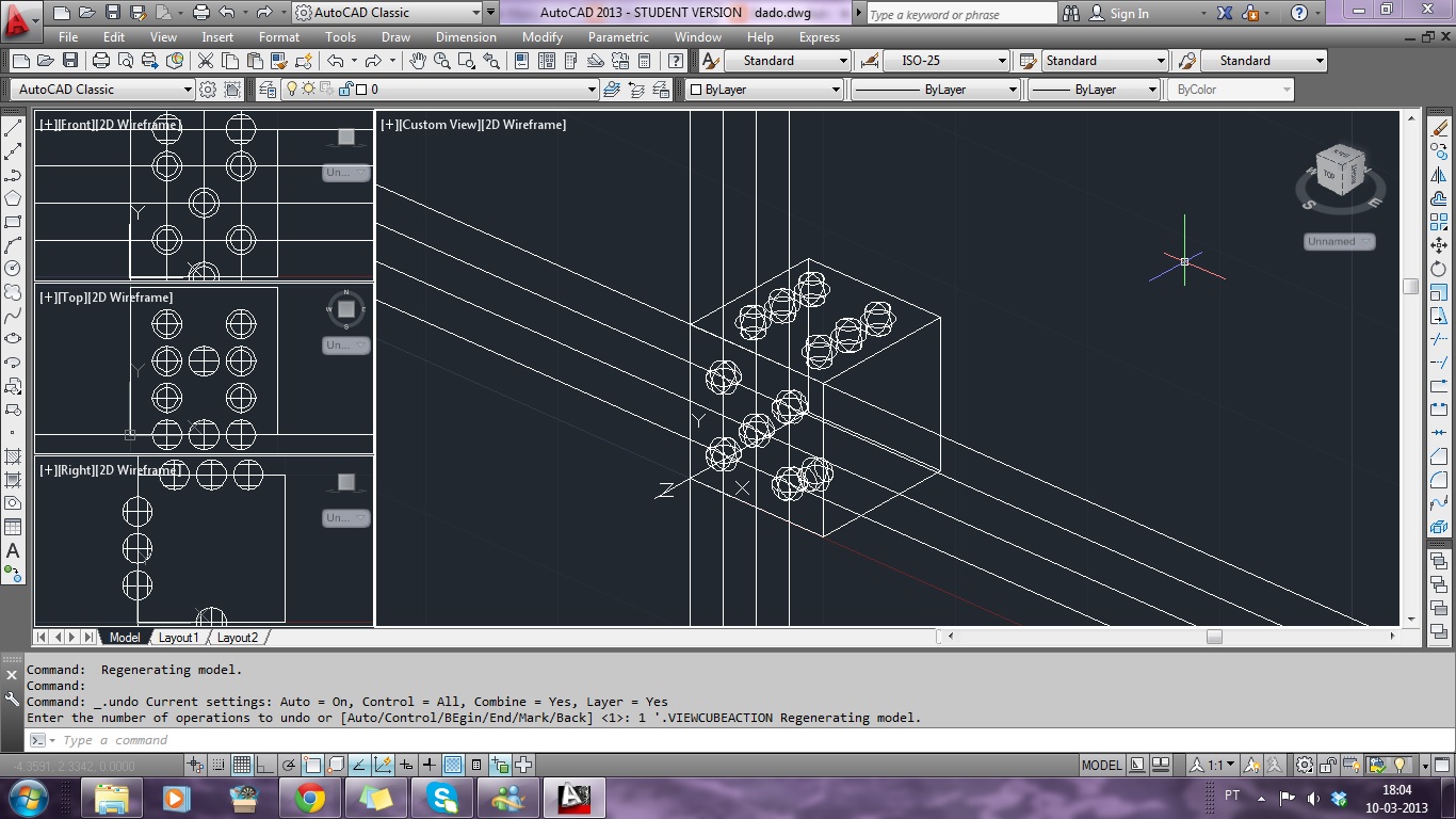 Rita Fernandes: Aula 2 e Aula 3 | Dado (AutoCAD)
