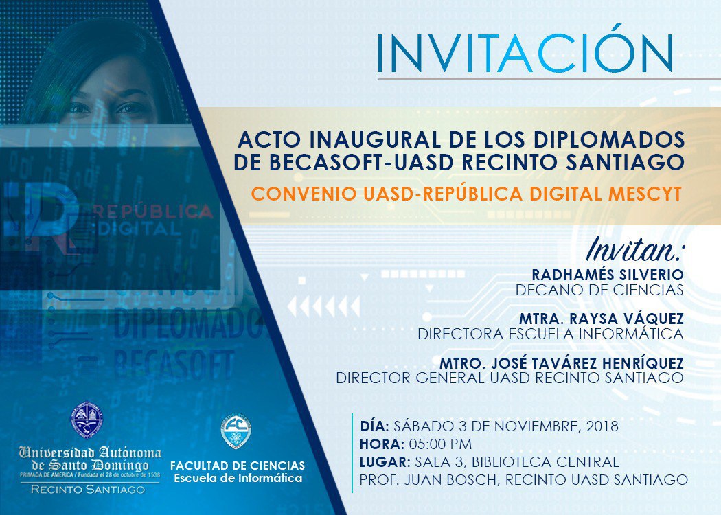 Acto Inaugural de los Diplomados BecaSoft - UASD