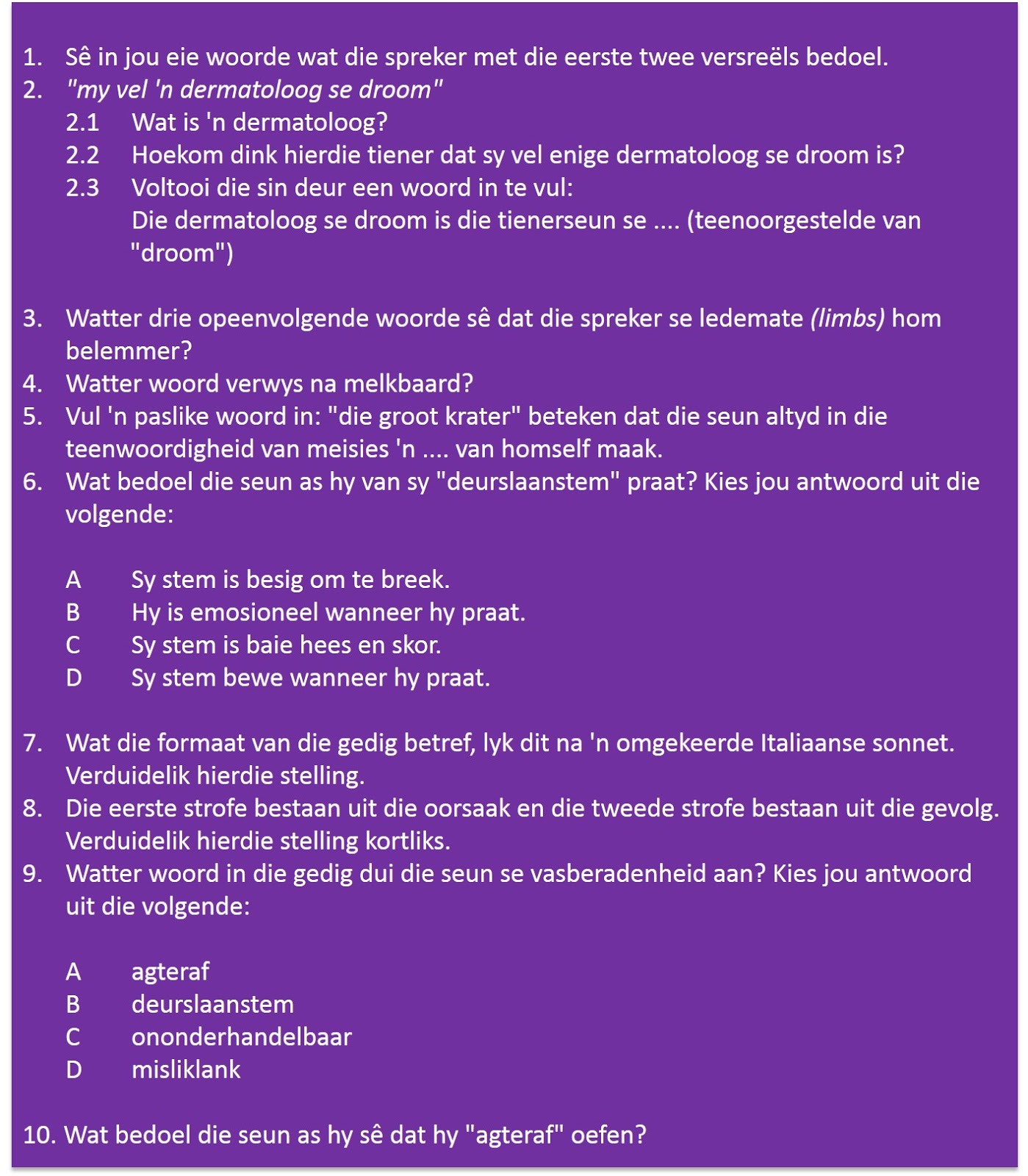 edupage cc: 10 VRAE OOR Daarom deur Ilna Stander (1)