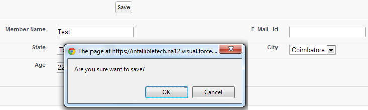 Salesforce Visualforce Javascript Alert Salesforce