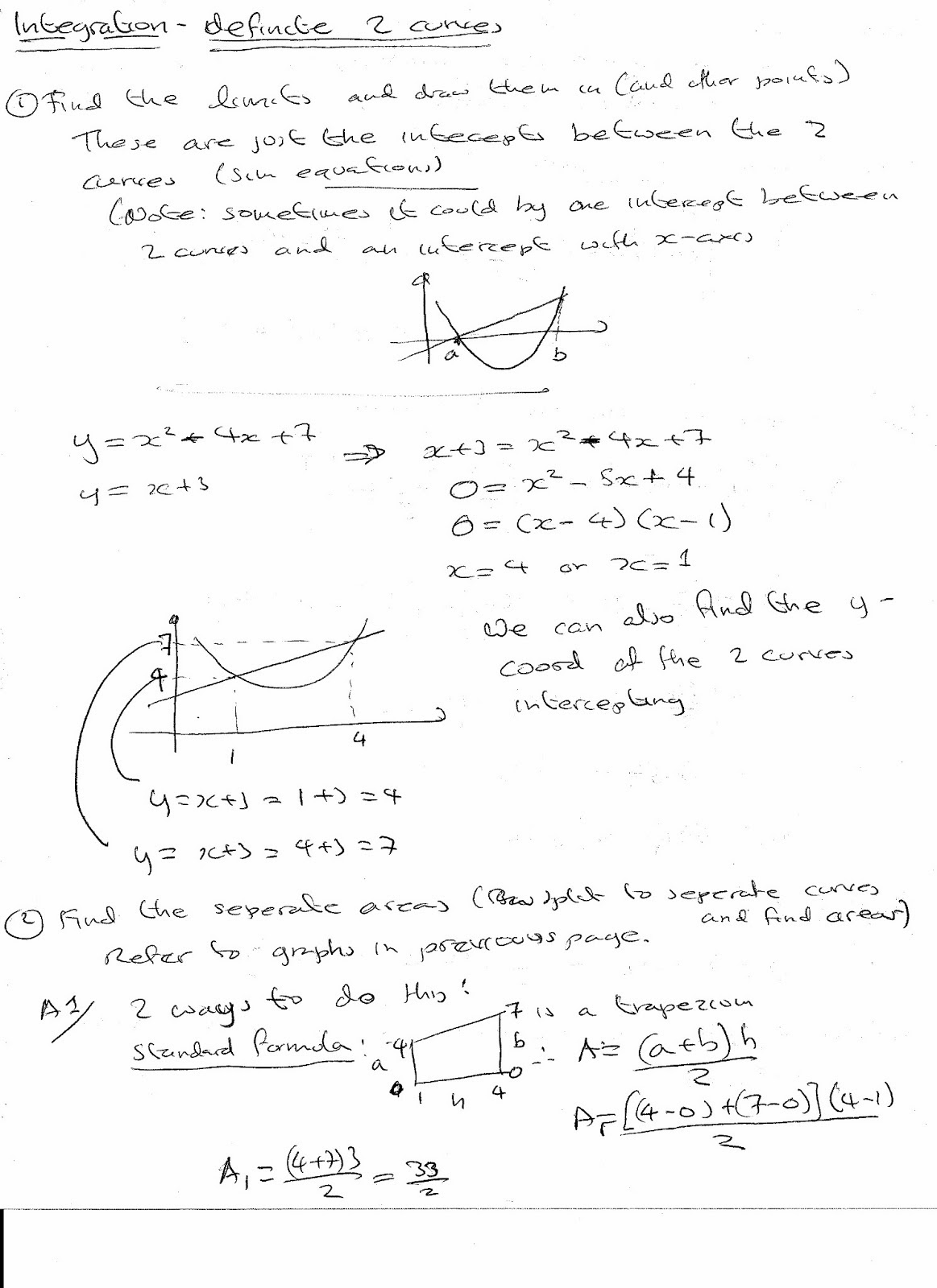 A Level Maths Notes: Integration - Definite - Part 4 Areas between two ...