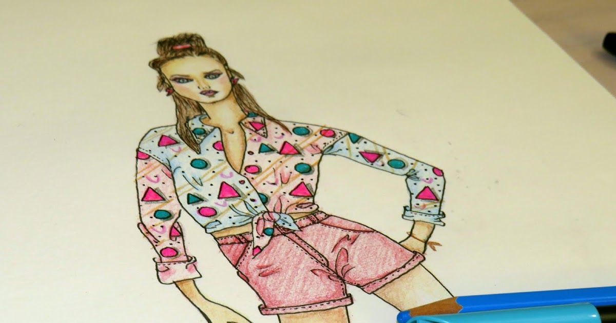 How to color a fashion sketch 80's vibes // Cómo colorear un figurín de ...