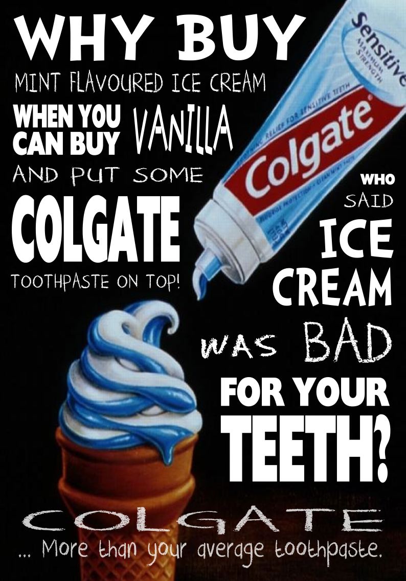 COLGATE CARTON RACE: Ice Cream Poster