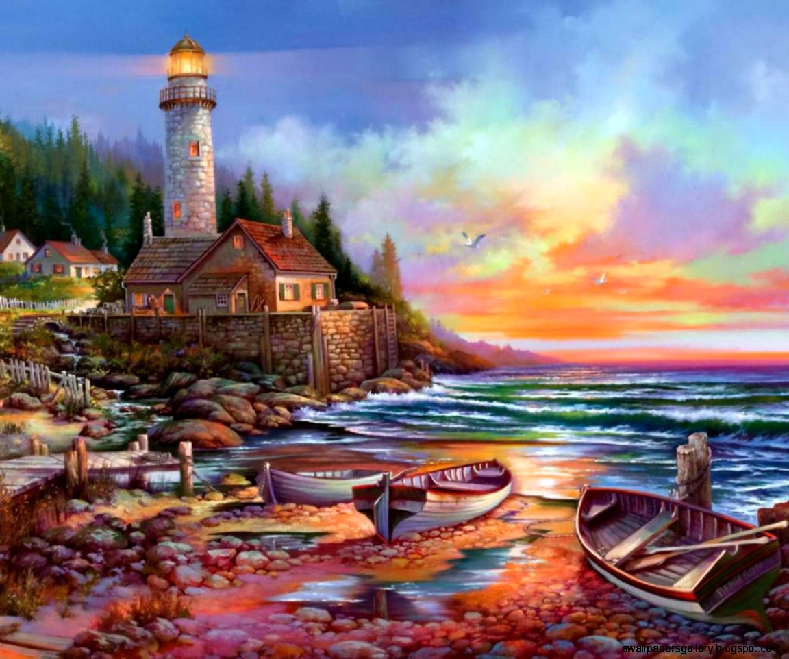 Beautiful Lighthouses At Sunset | Wallpapers Gallery