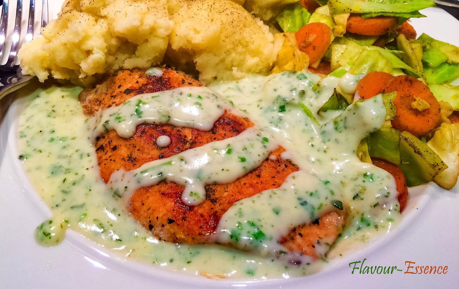 Flavour-Essence: Garlic Chicken Breast Fillet with Parsley Sauce