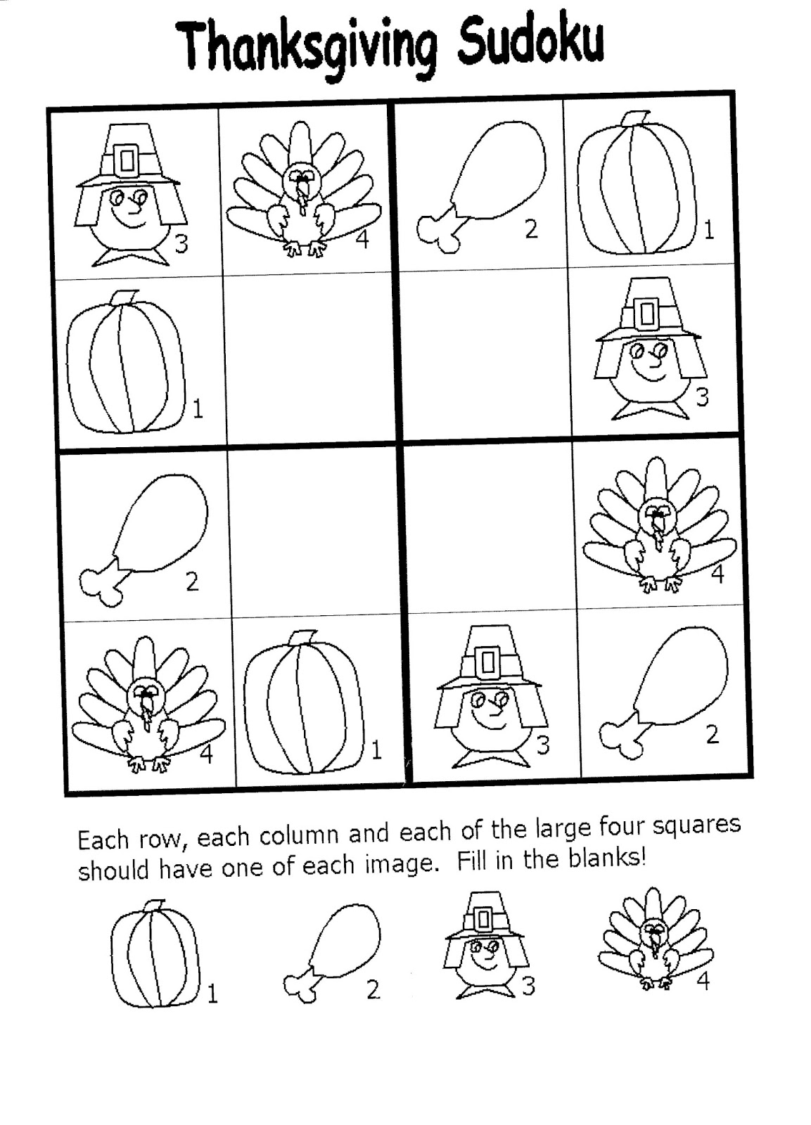 Fichas de Inglés para niños: THANKSGIVING DAY