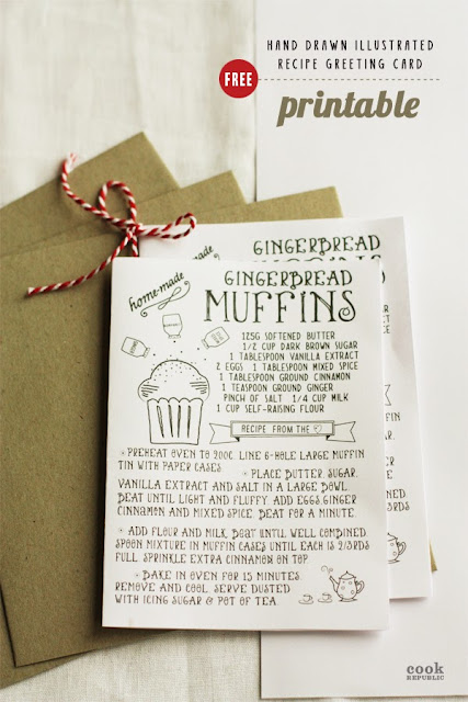 I love Kawaii: Gingerbread Muffins and Free Printable Recipe Card Template