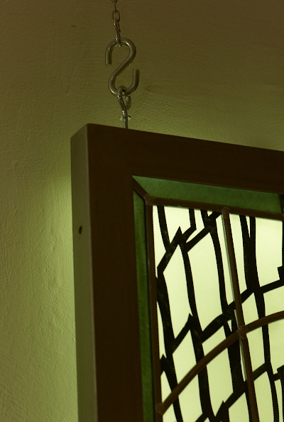 WEBSGLASS: Light Panel "Chaos Grid", Leaded Stained Glass, Steel-framed