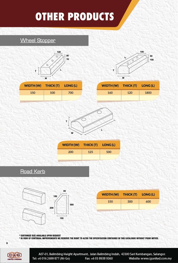 CONCRETE WHEEL STOPPER - C & G UNITED TRADING: November 2016