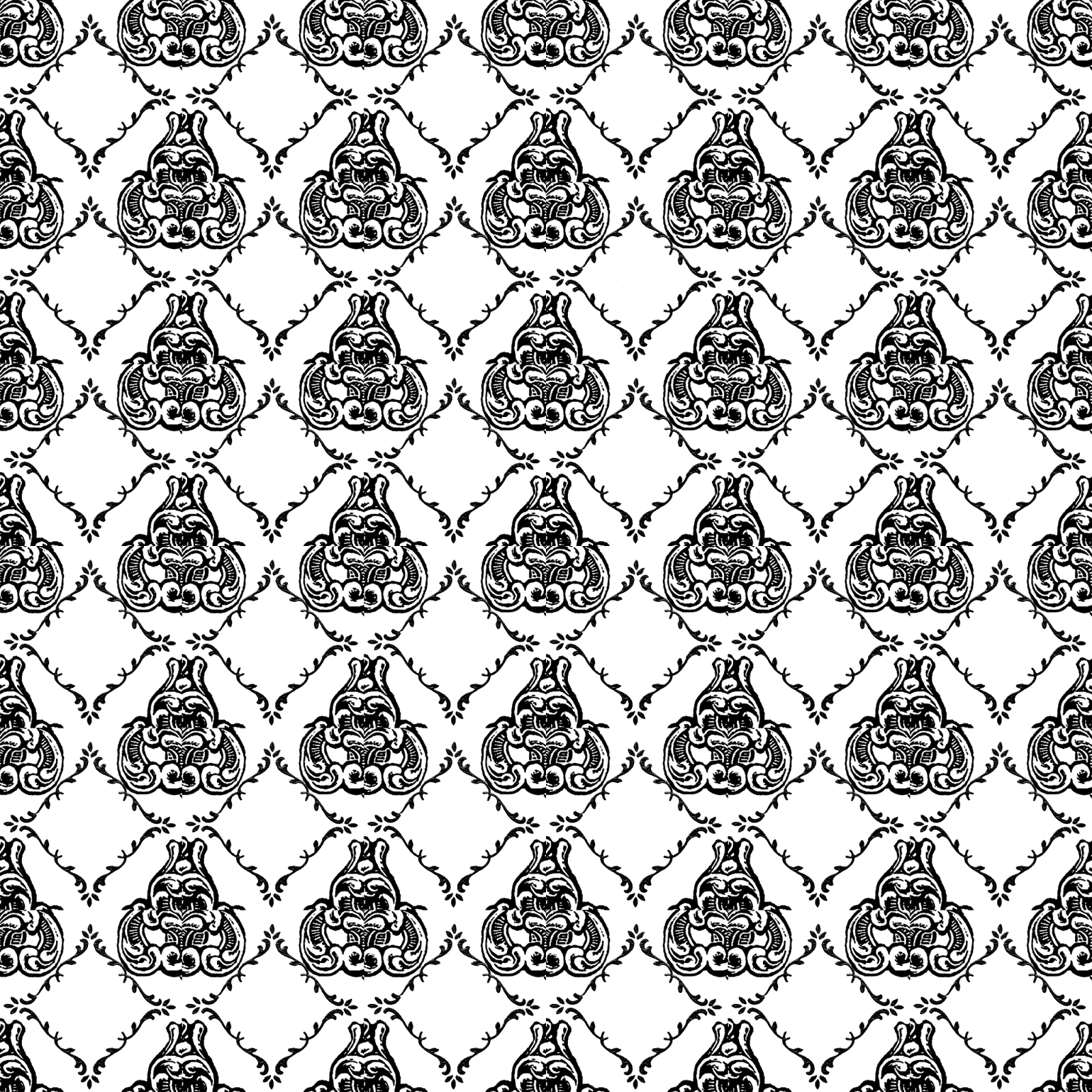 Digital Stamp Design: Black Lace Damask Scrapbooking Paper Digital ...