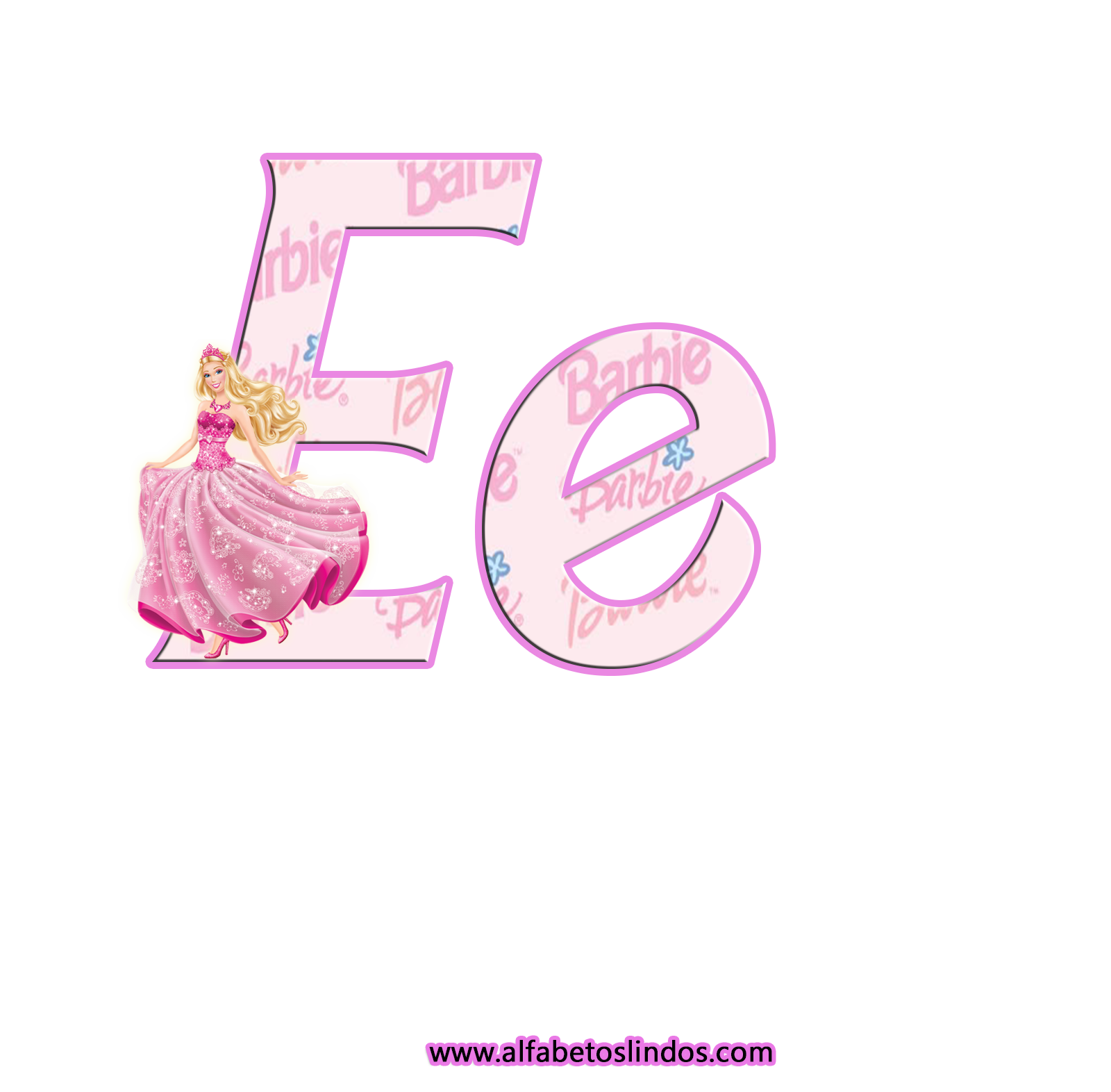 Alfabeto da Barbie rosa em PNG com fundo transparente!-ALFABETOS LINDOS
