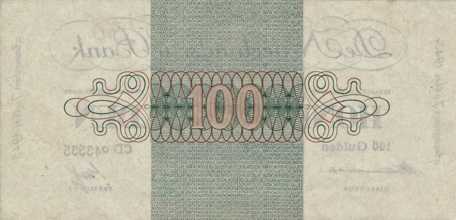 Netherlands 100 Gulden Banknote 1945|World Banknotes & Coins Pictures ...