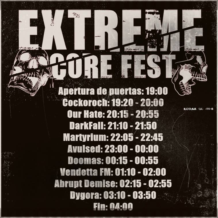 El EXTREME CORE FEST desvela sus horarios - Metal Korner