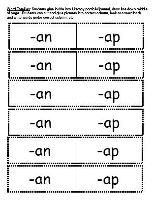 Tales from a Traveling Teacher: word family titles for literacy journal ...