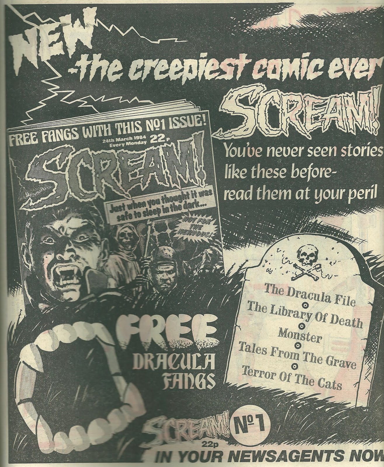 THE COBWEBBED ROOM: 'SCREAM' Comic - Full page ad.