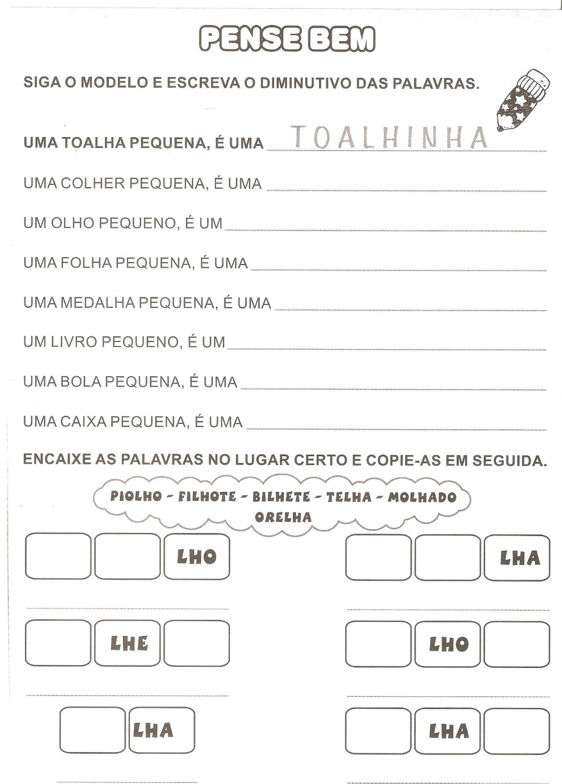 Cantinho de Atividades Escolares Profª Alexandra: Atividades LH / L ou LH