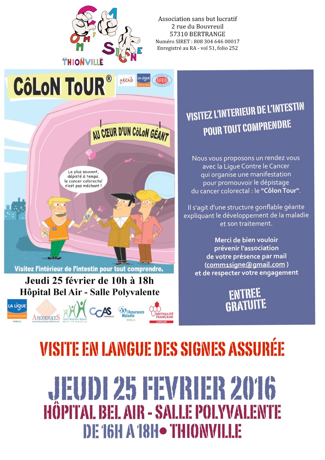 COMM' 1 SIGNE: COLON TOUR LE 25 FEVRIER 2016 A THIONVILLE