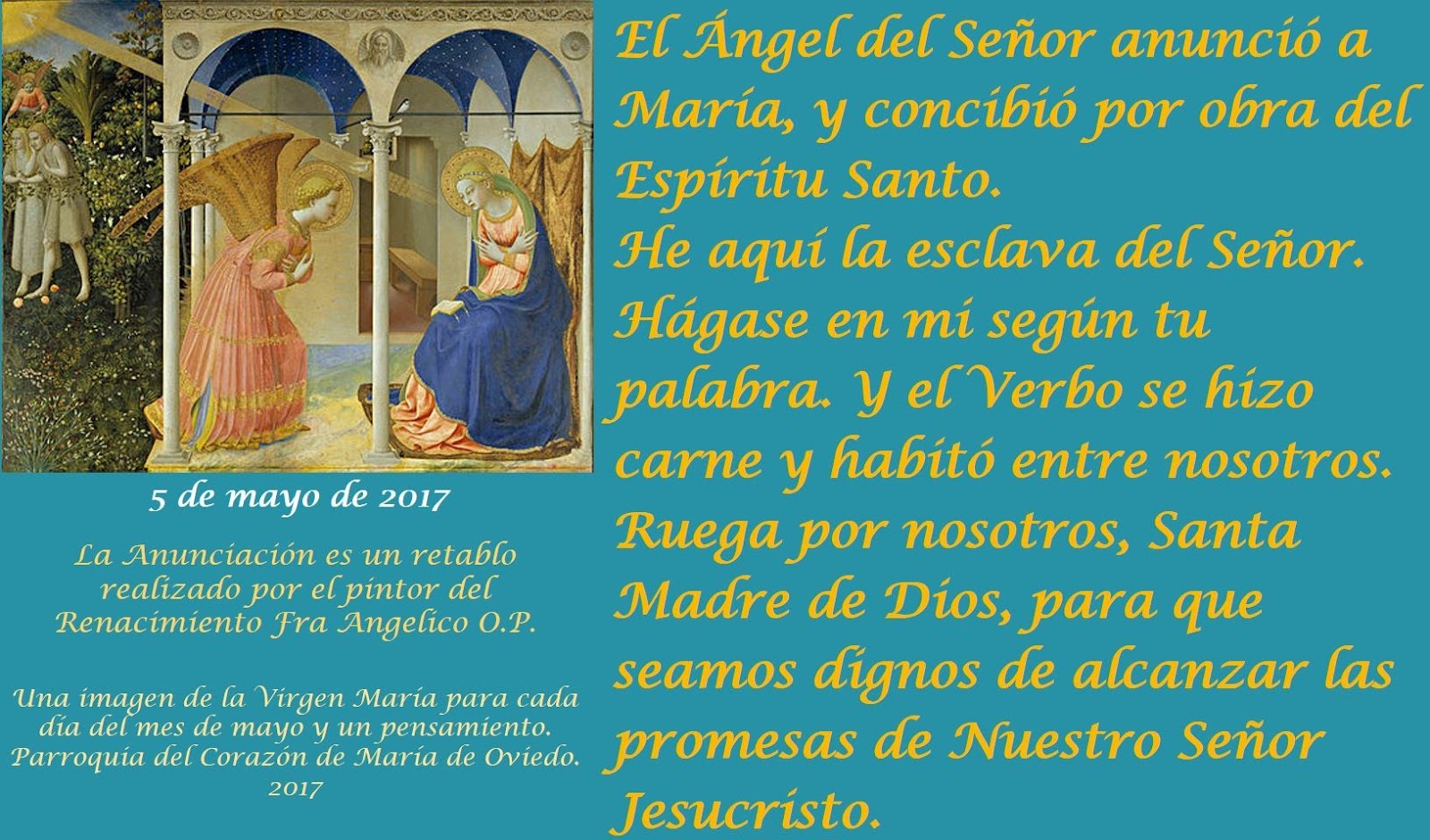 Parroquia del Corazón de María de Oviedo: 5 de mayo: El Ángel del Señor ...