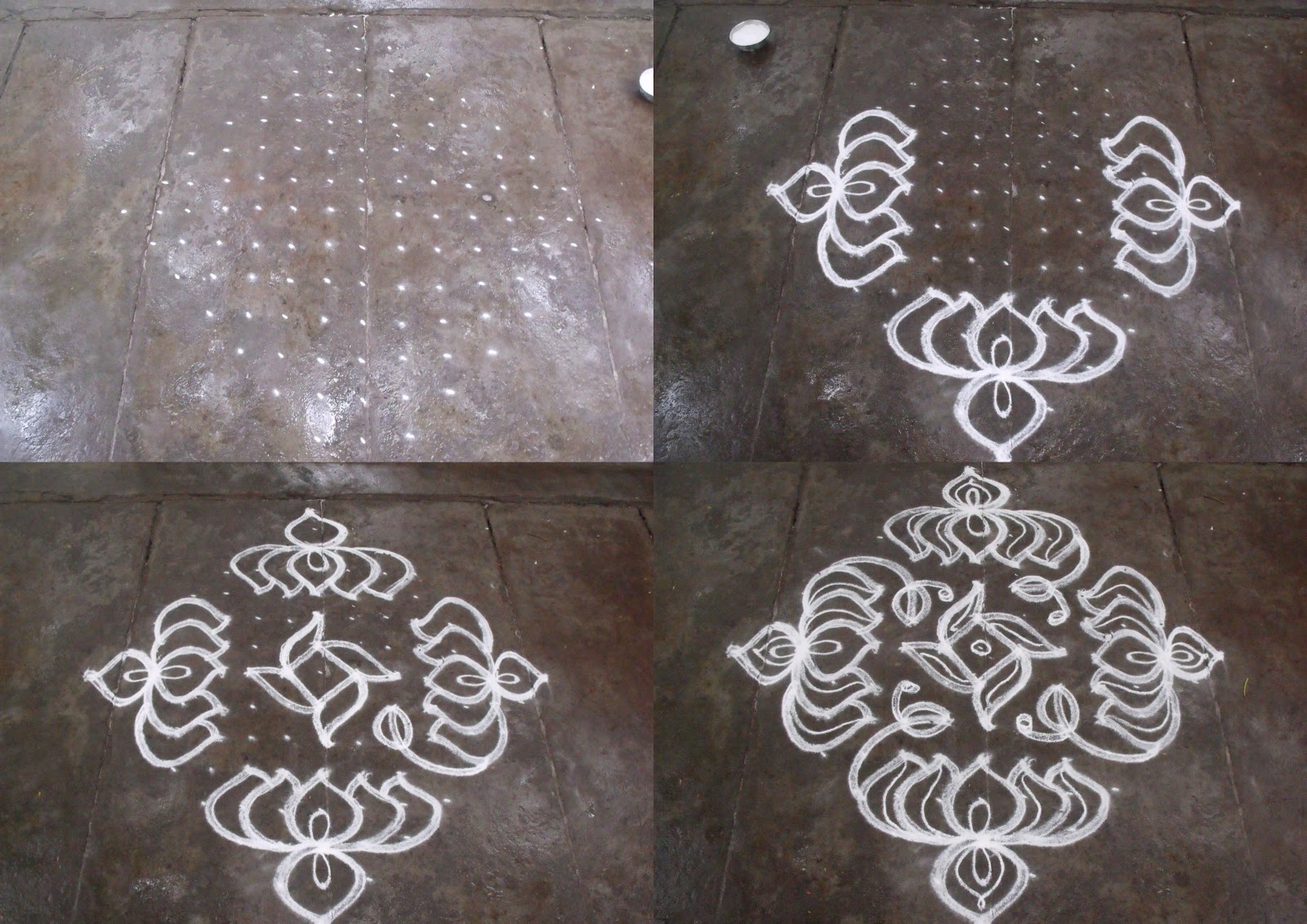 Rangoli designs/Kolam: S.No. 45 :-15-1 Ner Pulli Kolam