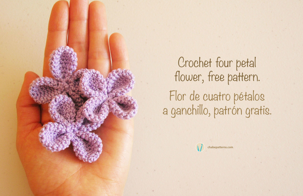 Ergahandmade: Crochet four petal flower + Free Pattern Step By Step